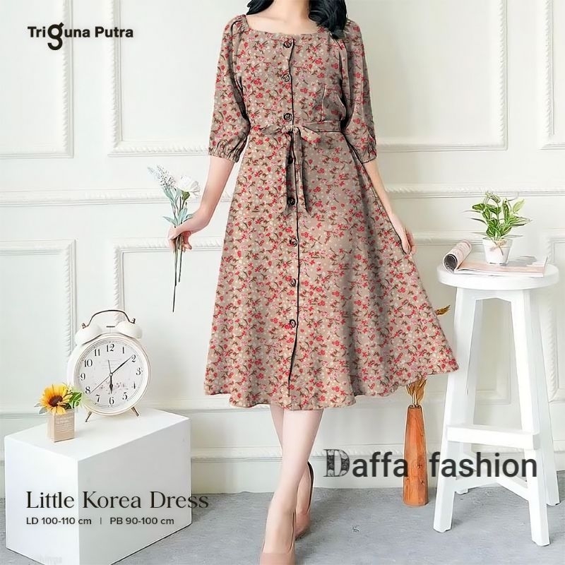 Jual Dress Tiffani Casual Dress Motif Bunga Dress Wanita Elegant Super ...