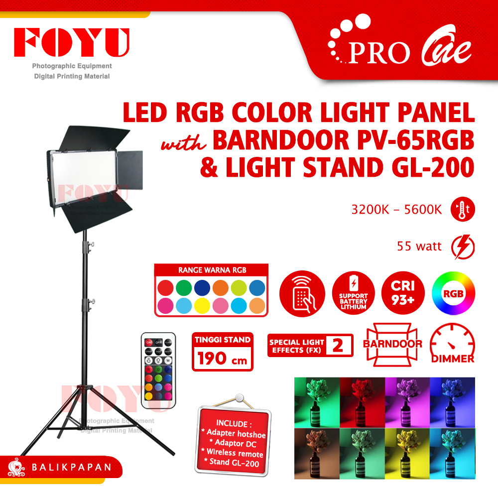 Jual Professional LED RGB Color Light Panel With Barndoor Lampu Kotak ...