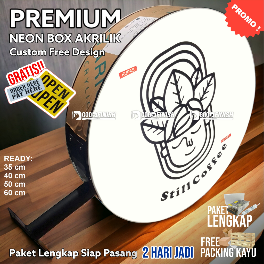 Jual PROMO! Premium Neon Box Akrilik 40cm Custom 1 sisi / 2 sisi Free ...