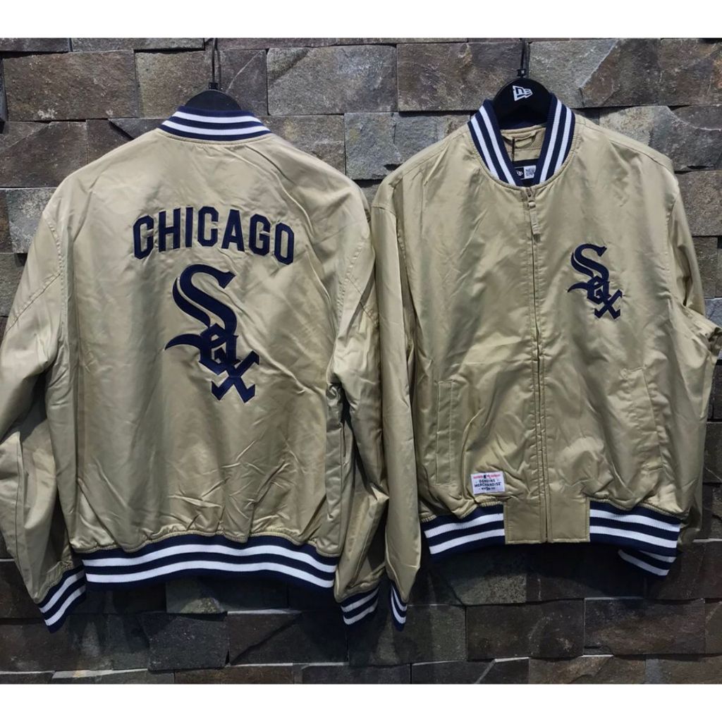Jual Jaket Pria New Era Chicago White Sox MLB Stadium Beige Jacket 100% ...
