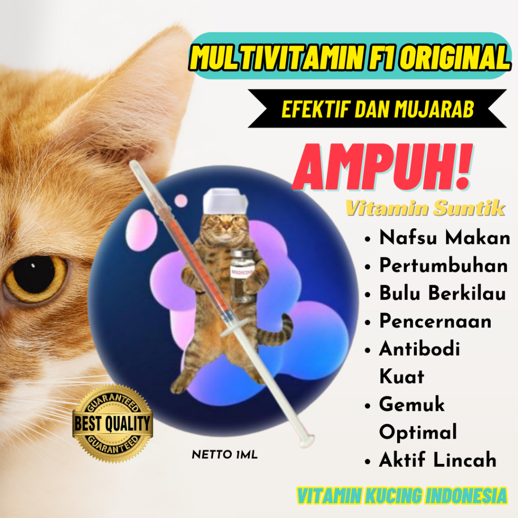 Jual Vitamin Kucing F1 (Multivitamin Suntik Memperpanjang Bulu ...