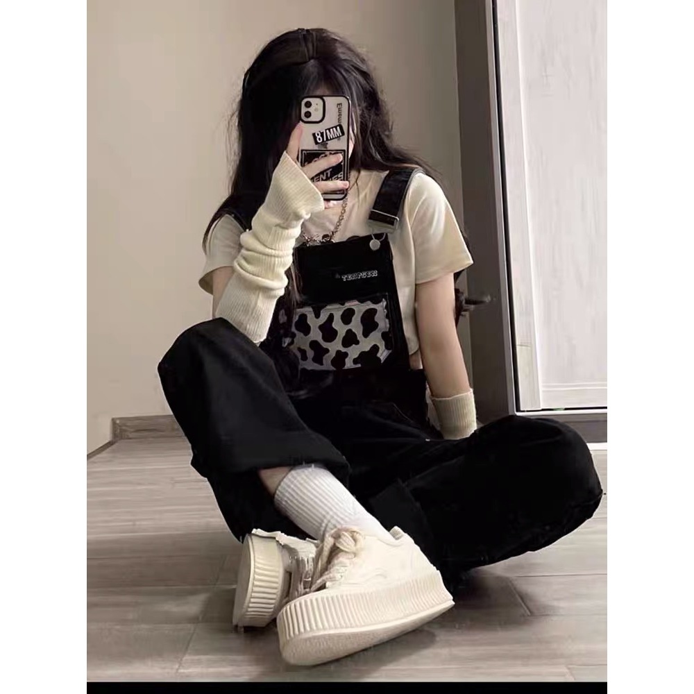 Jual Jumpsuit Wanita Hitam Motif Bordir Potongan Lurus/impor/Mode ...