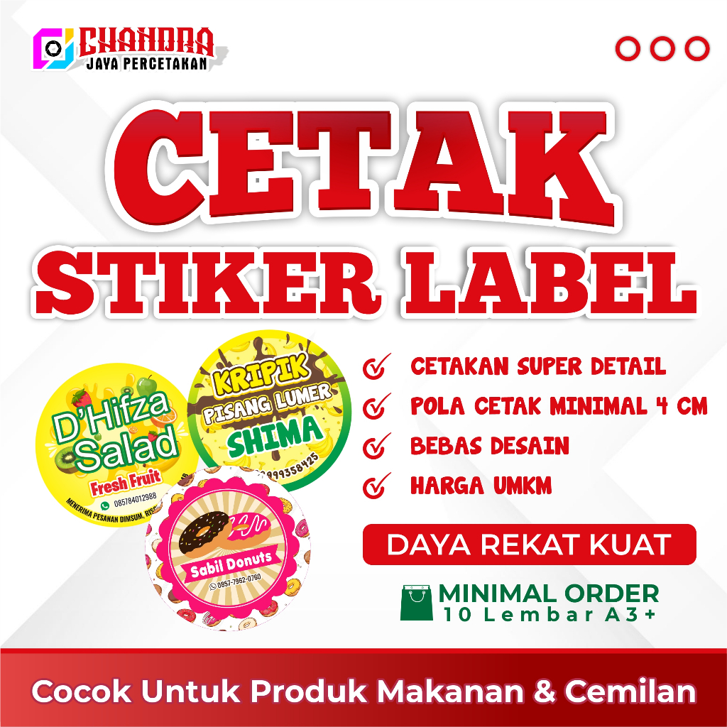 Jual CETAK STIKER LABEL KEMASAN / STIKER MAKANAN FREE Cutting UKURAN A3 ...