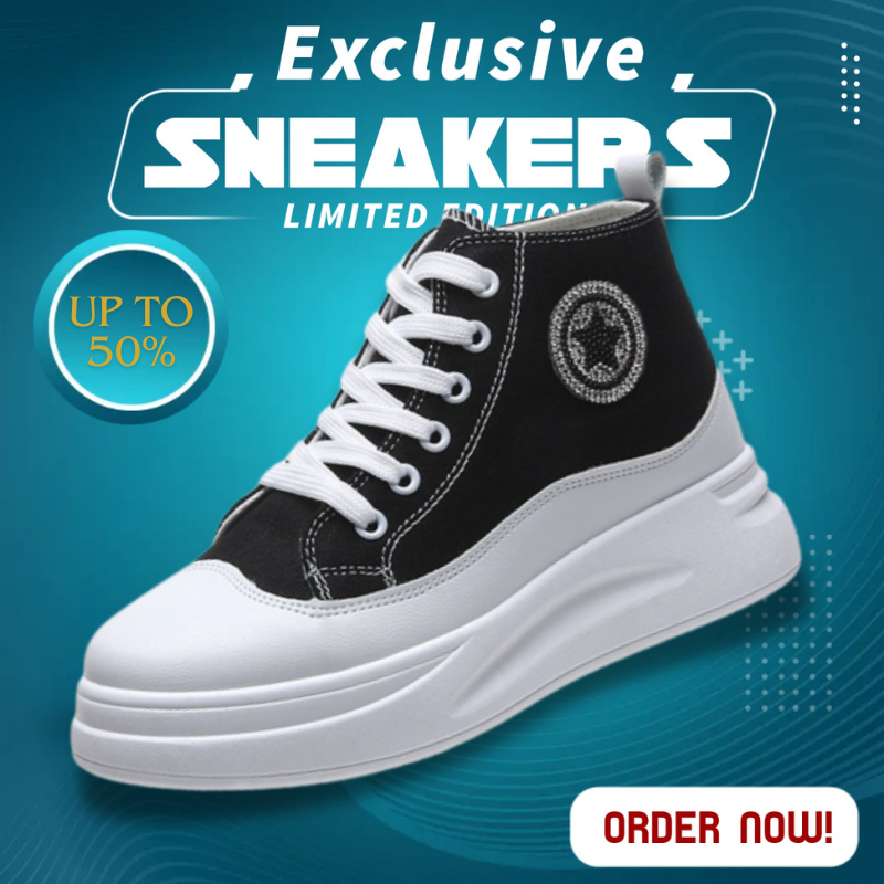Jual Sepatu Sneakers boot Wanita Terbaru Sepatu Senam Hitam Stly korea ...