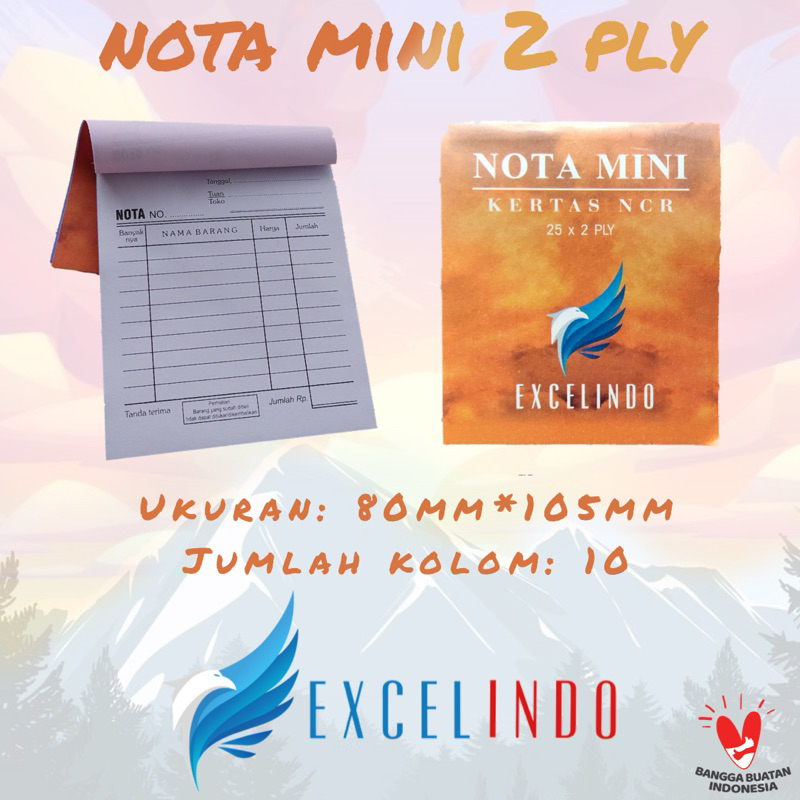 Jual NOTA KONTAN MINI 2 PLY NCR UKURAN 80MM X 150MM / NOTA MII 2 PLY ...