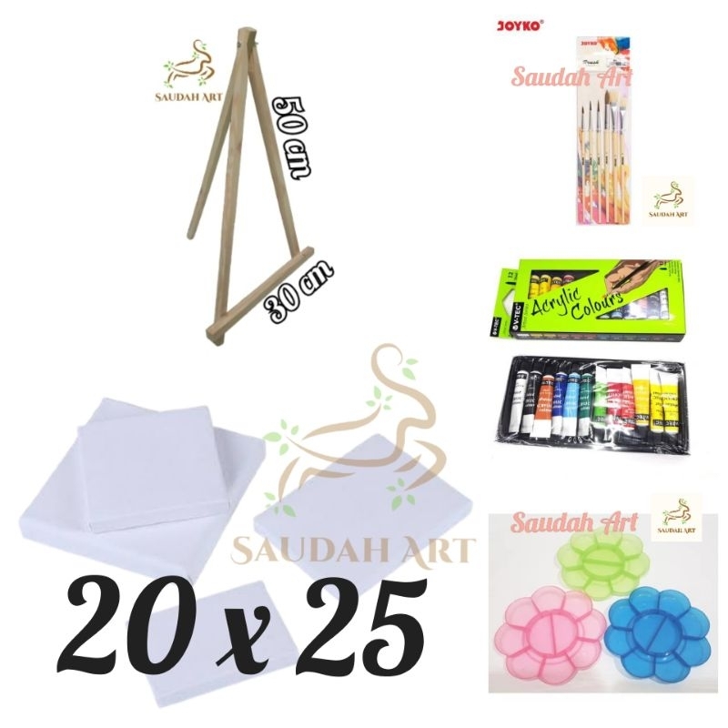 Jual Paket Lengkap Kanvas 20x25 (kanvas.kuas.palet.cat akrilik.easel ...