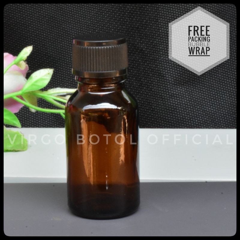 Jual Botol Kaca Amber Tebal 15ml Tutup Ulir Hitam Screw Cap | Shopee Indonesia