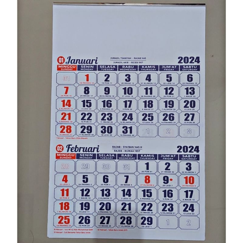 Jual Kalender Almanak Kerja Dinding 2 Bulanan Dwibulan 2024 | Shopee ...