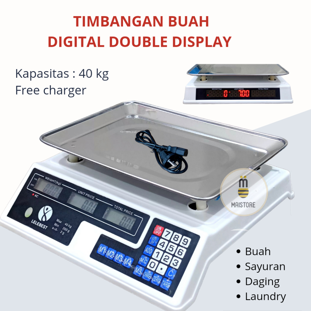 Jual Timbangan Buah Digital 40kg Double Display Digital Computing Scale | Shopee Indonesia