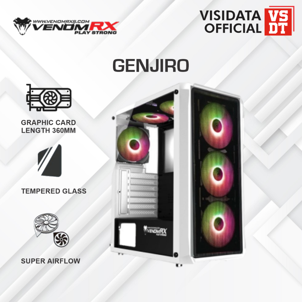 Jual VenomRX Genjiro Casing PC ATX Case Tempered Glass include ARGB Fan ...