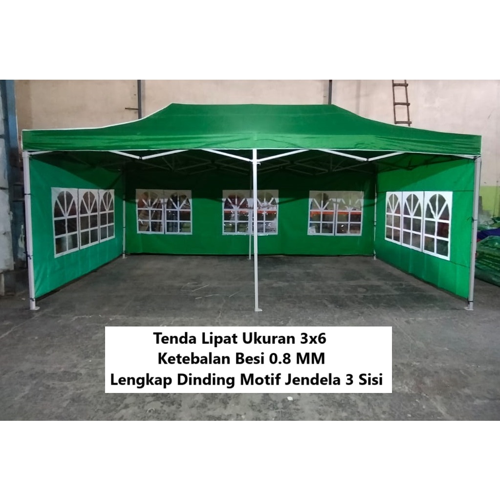 Jual Tenda Lipat Ukuran 3x6 Besi Premium Lengkap Dinding Motif Jendela ...