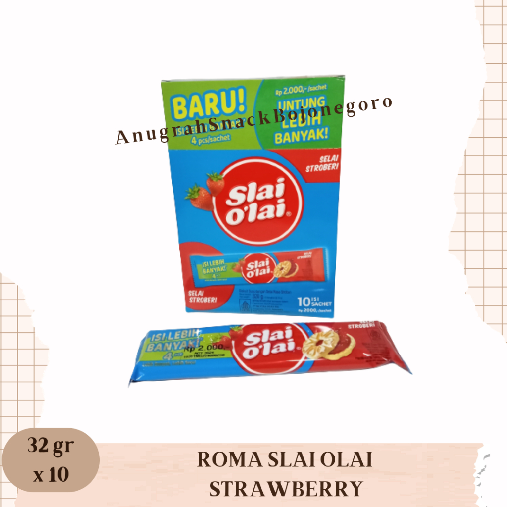 Jual Roma Slai Olai Box 32gr x 10 (Strawberry / Blueberry / Nanas ...