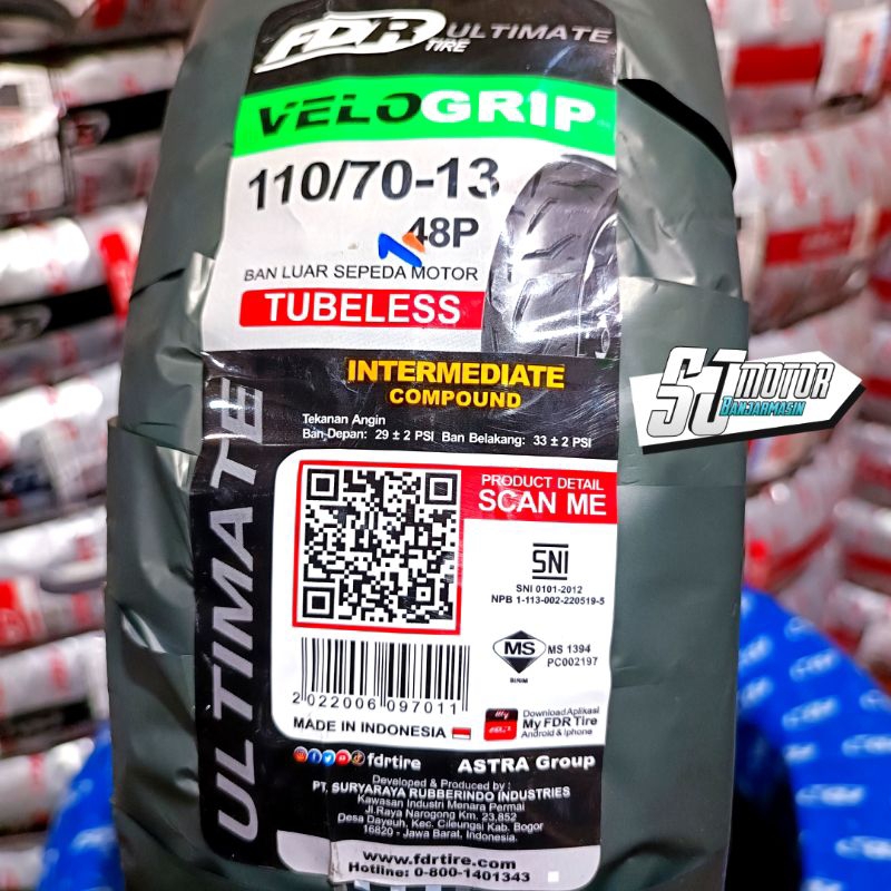 Jual Ban Luar FDR - Velogrip 110/70-13 Type Tubeless Ban Nmax Depan ...