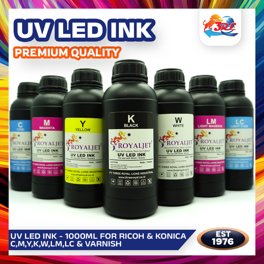 Jual Tinta UV LED Royaljet RICOH / KONICA / TOSHIBA 1000ML / 1L - HARD ...