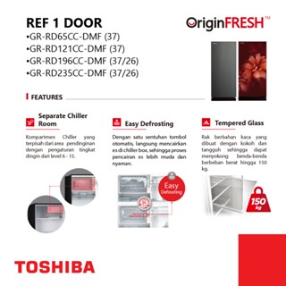 Jual TOSHIBA SingleDoor GR-RD196CC-DMF[37] Kulkas 1 Pintu Kapasitas 151L | Shopee Indonesia