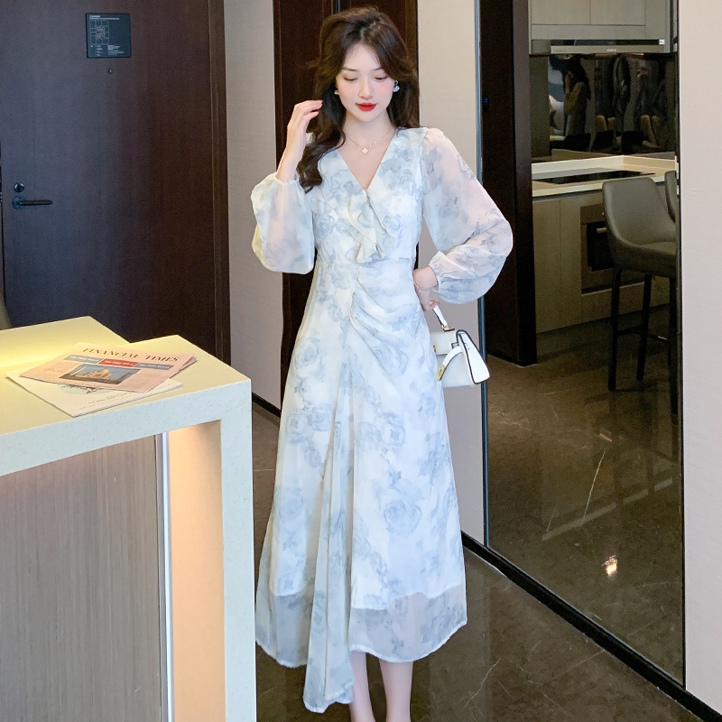 Jual Gaun Bunga Sifon Perancis Baru 2023/Gaun Panjang Gaya Ringan dan ...