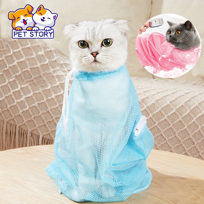 Jual Tas Kantong Jaring Kucing Kucing Pet Grooming Bag Pet Shower Bath ...