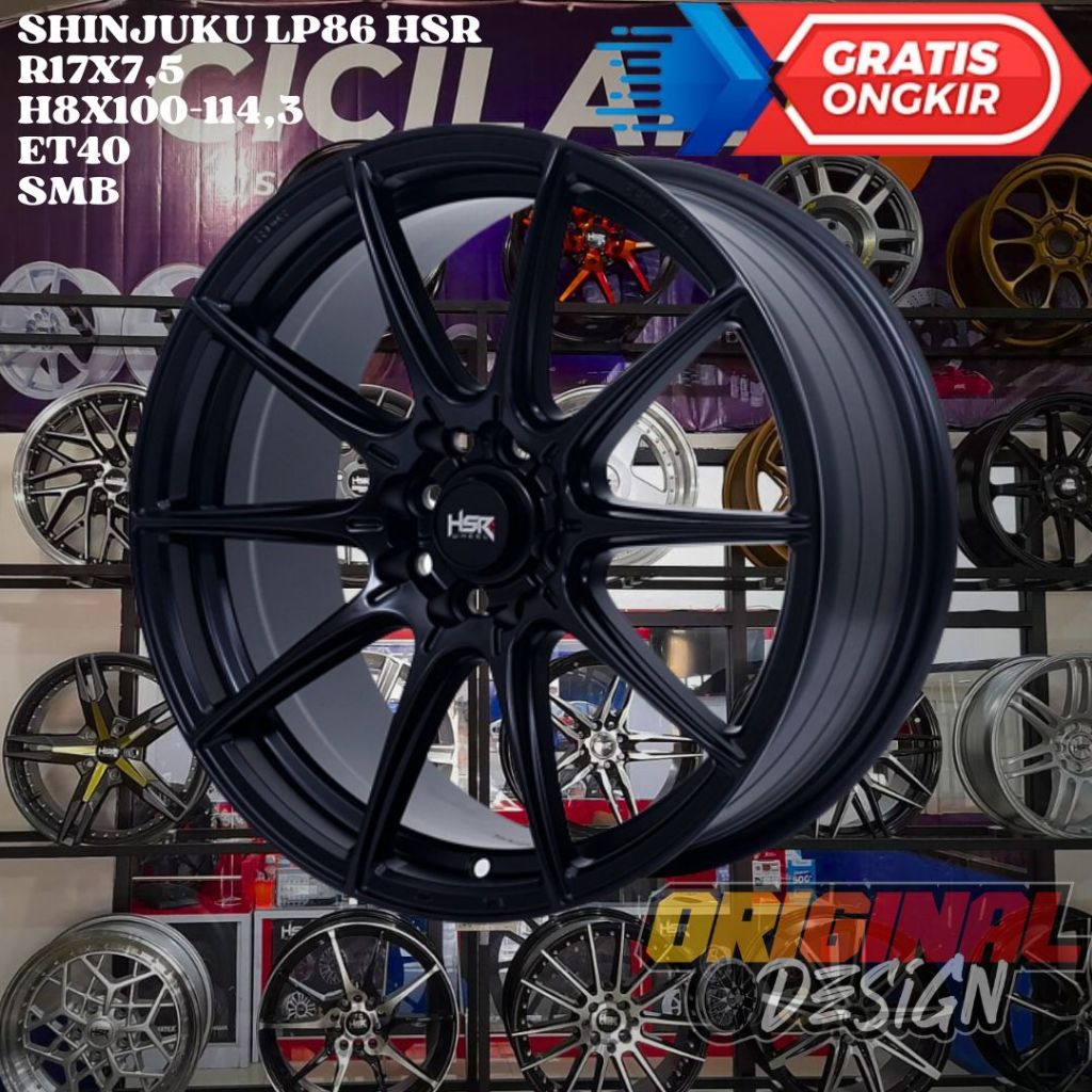 Jual Velg Mobil Ring 17 HSR SHINJUKU R17 LEBAR 7,5 LUBANG BAUT 4 ET40 BLACK | Shopee Indonesia