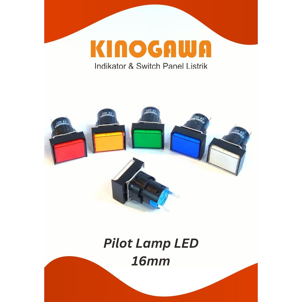 Jual Pilot Lamp LED 16mm Persegi Panjang 220V - Lampu Indikator ...