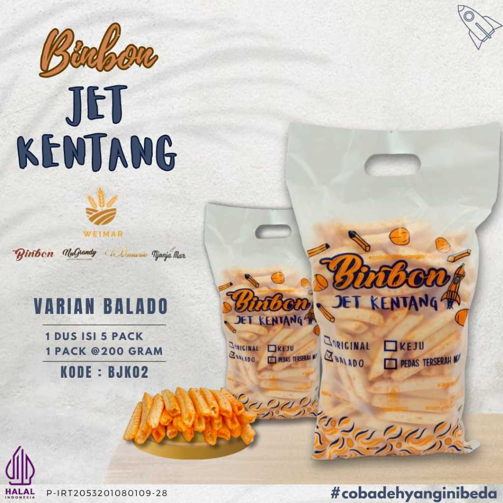 Jual Snack Kentang Binbon Jet Series Original Balado Keju @200 Gr/Bags ...