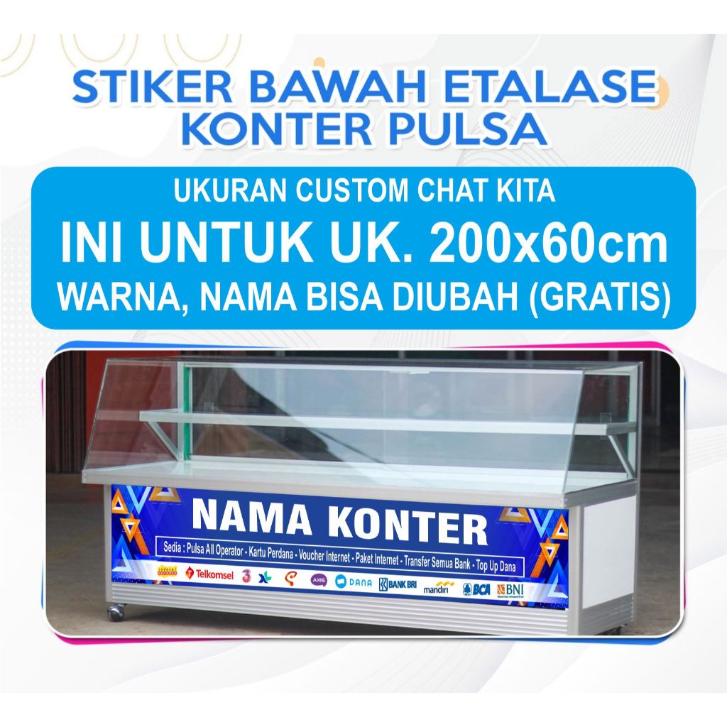 Jual STIKER ETALASE KONTER PULSA WARNA TAJAM ANTI LUNTUR / CUSTOM NAMA ...