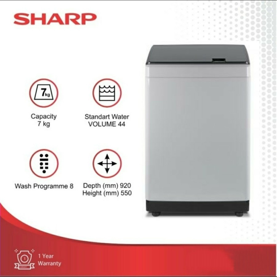 Jual MESIN CUCI SHARP ES-M7000P-GG 1 TABUNG 7KG | Shopee Indonesia