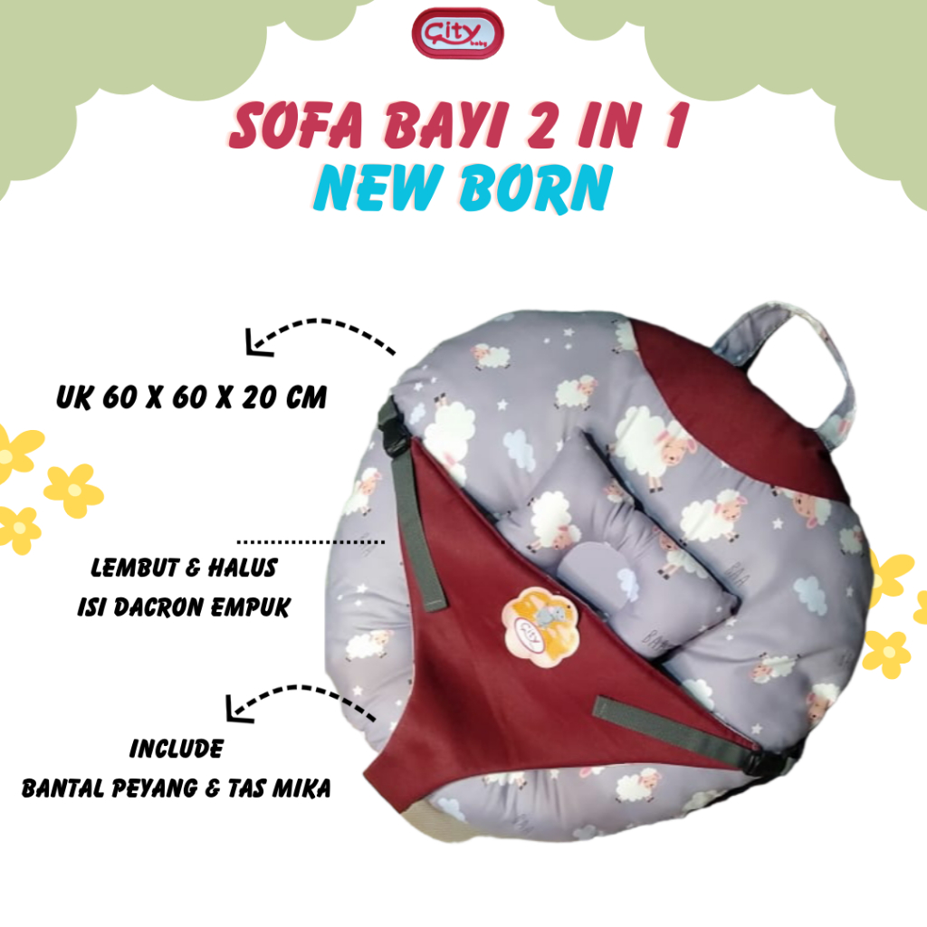 Jual Sofa Bayi 2in1 sofa pengaman New Born Multifungsi / Free Bantal ...