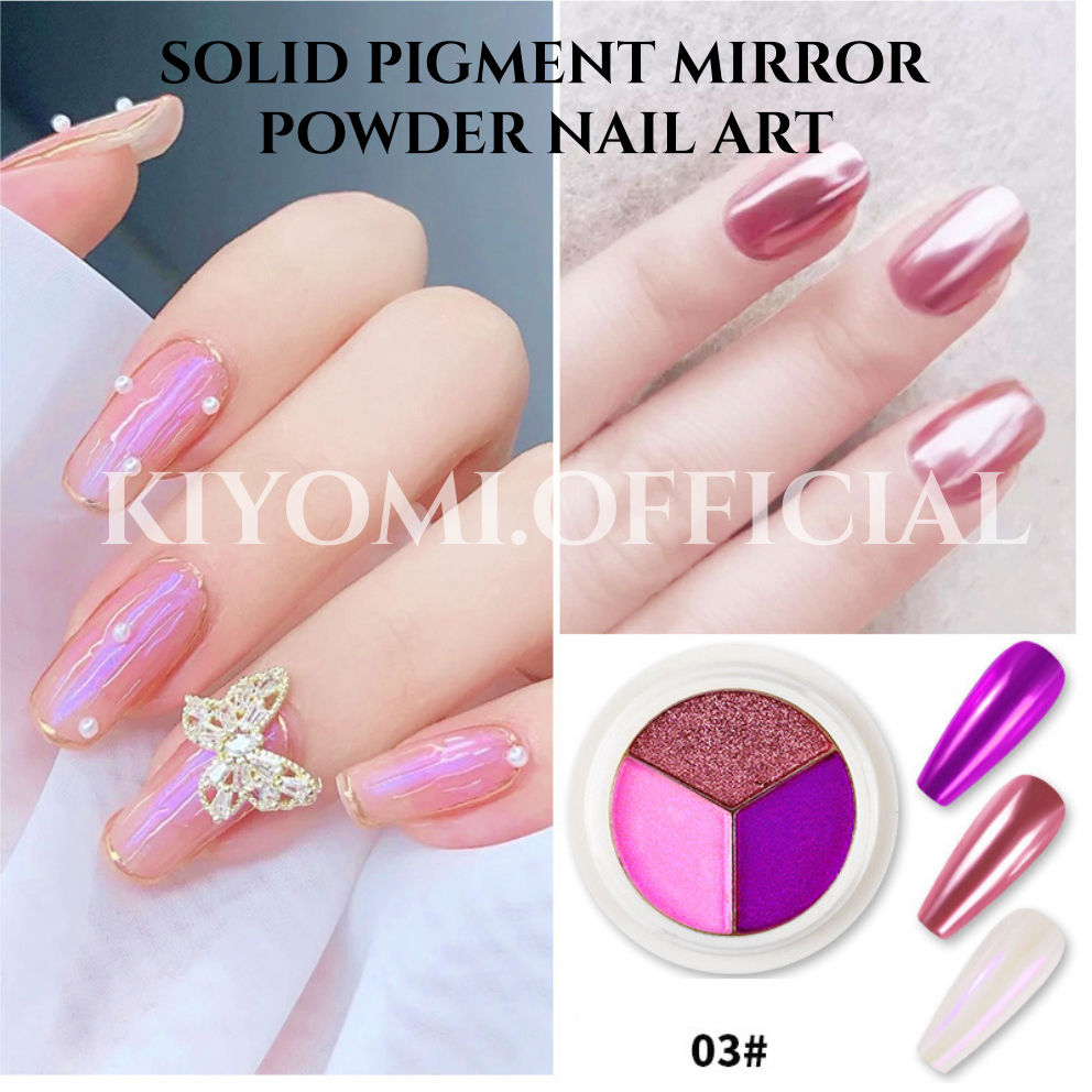 Jual Solid Pigment Powder Nail Art 3 color solid Magic Mirror Powder ...