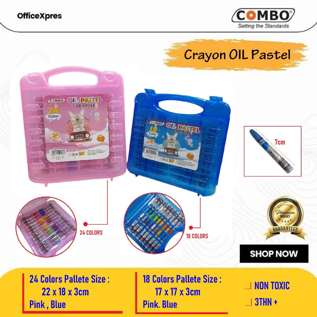 Jual Krayon 18 Warna / Krayon 24 Warna / Crayon Oil Pastel Besar Combo ...