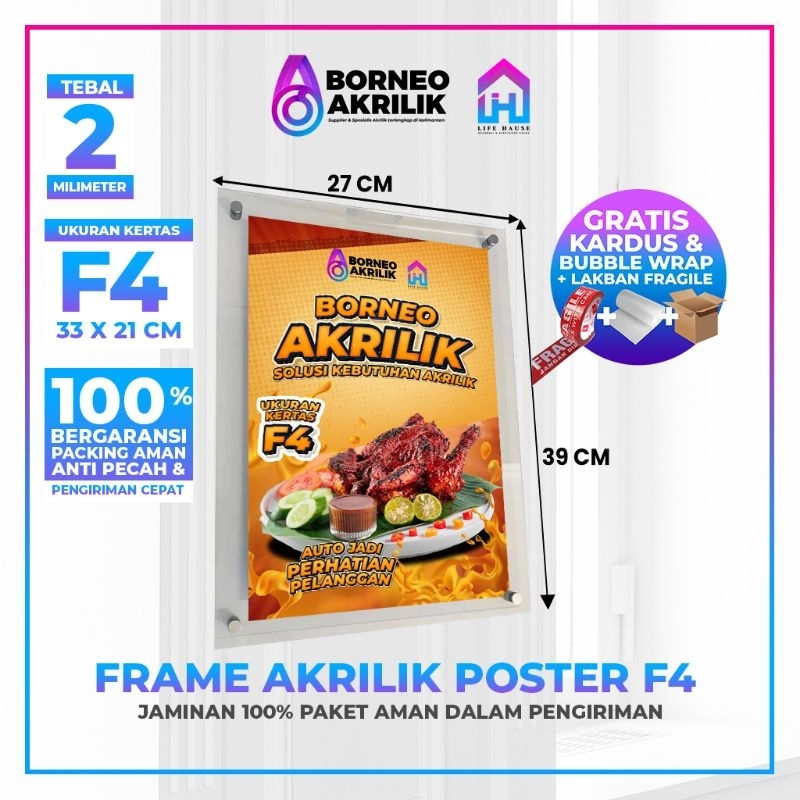 Jual Frame Poster Akrilik F4 Lifehause Indonesia Borneo Akrilik Frame ...