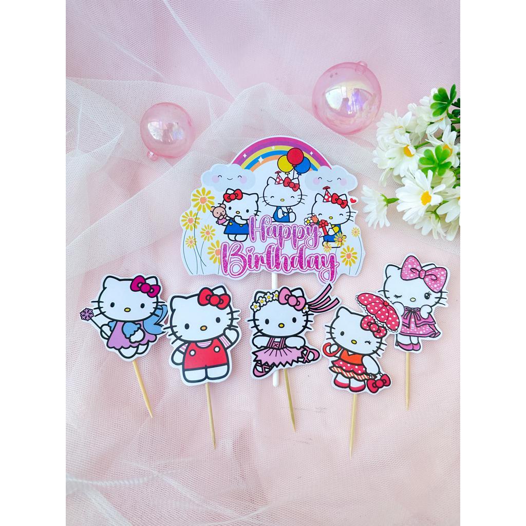 Jual BJ - Hello Kitty Pelangi - Mini Topper Cake Birthday / Hiasan Kue ...