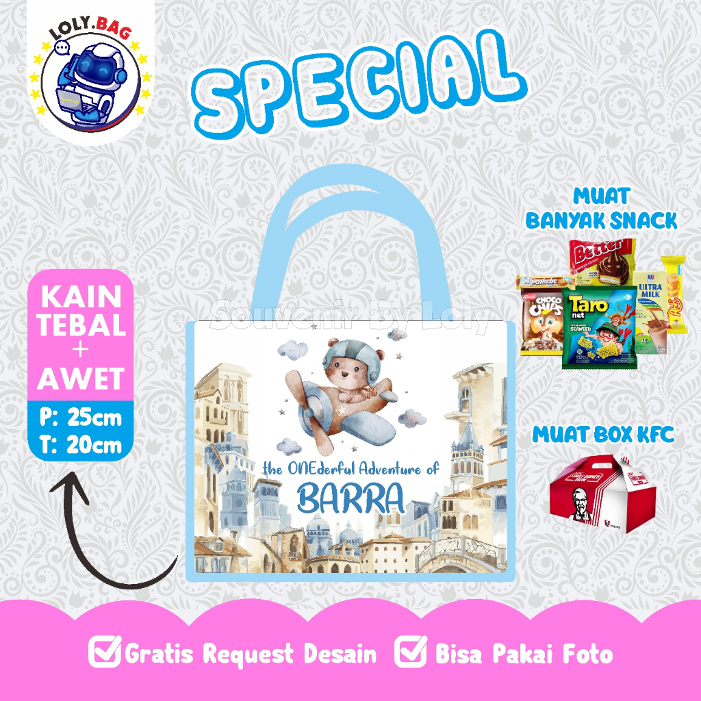 Jual Goodie Bag BIRU /Tas Ultah Custom/Goodie Bag Custom/Tas Ultah Unik ...