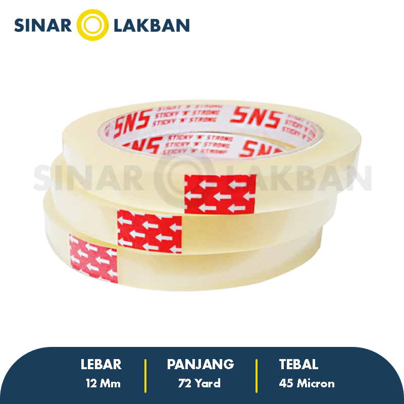 Jual Isolasi / Solatip Bening 12 Mm x 72 Yard x 45 Mic Sticky N Strong ...