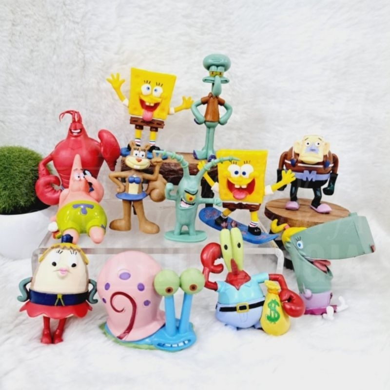 Jual Action Figure Spongebob Squarepants and Friends Set 12in1 Cake ...