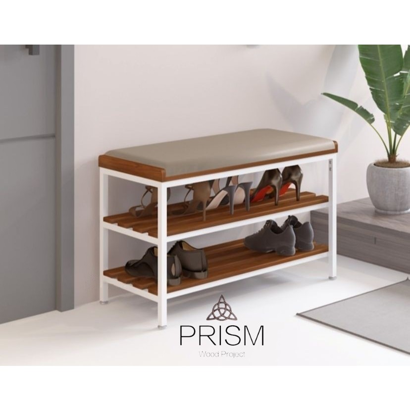 Jual Bench bangku besi minimalis kayu rak sepatu storage rack shoes ...