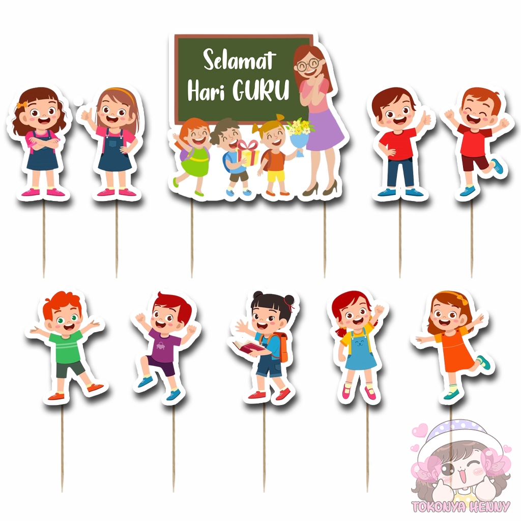 Jual Topper Cake Hiasan Kue Ulang Tahun motif karakter HARI GURU ...