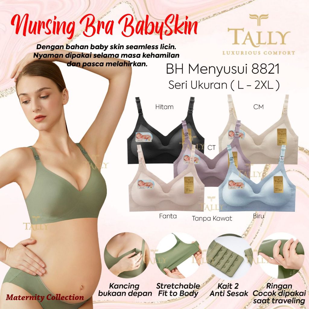 Jual BH Menyusui Seamless Tanpa Kawat & Busa Tipis Baby Skin Kait 3 / Bra Maternity Tally BH ...
