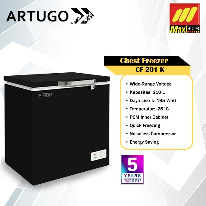 Jual ARTUGO CF 201 K / CF201 K Chest Freezer [210 L] Glamming Black ...