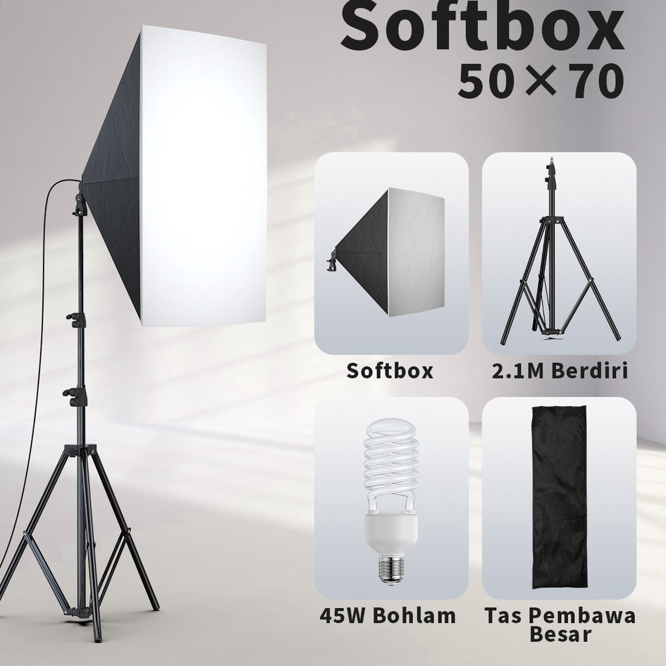 Jual PAKET Softbox Photography Lighting Kit 45W 5500K untuk Live ...