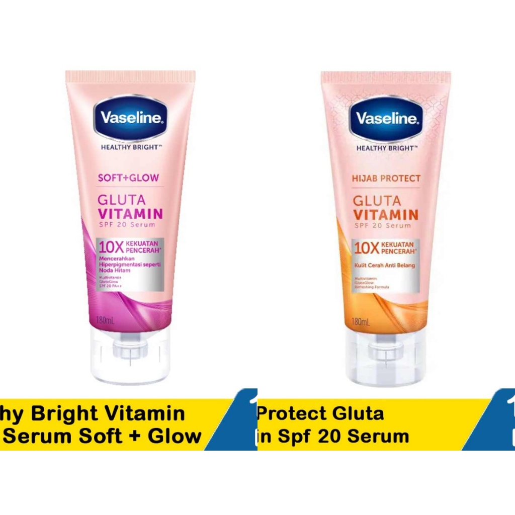 Jual Vaseline Healthy Bright Soft+Glow Gluta Vitamin Serum Spf20 180mL | Shopee Indonesia