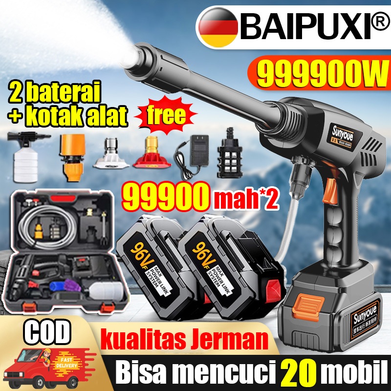 Jual Gratis 10 Baterai BAIPUXI Alat cuci mobil High pressure cleaner ...