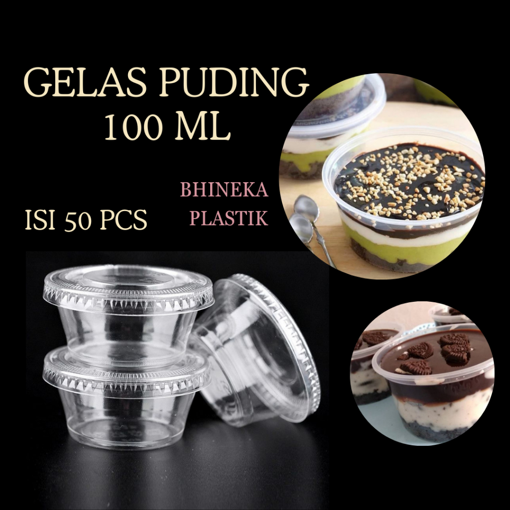 Jual Gelas Puding+Tutup 100 ML Isi 50 Pcs / Cup Puding, Cup Saos ...