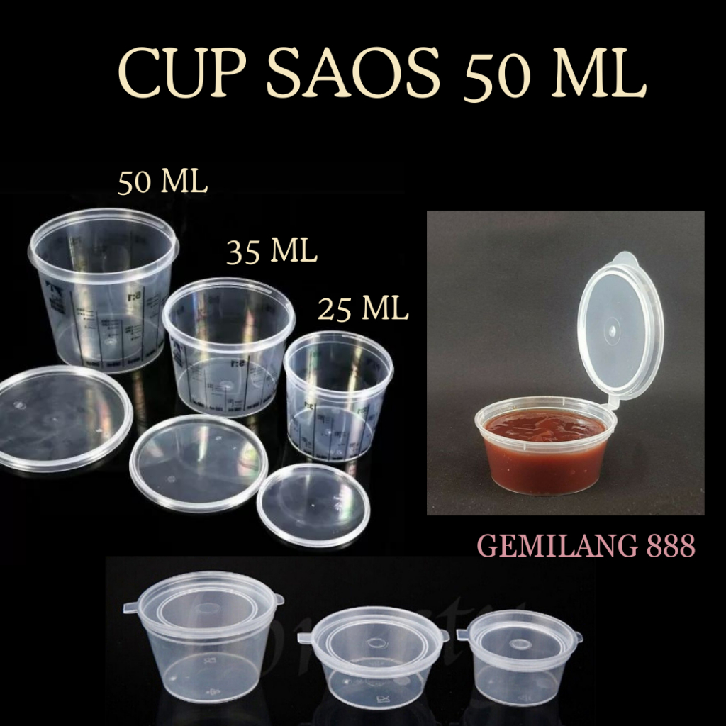 Jual Cup Saos Uk 25ml - 35 ml - 50 ml, Tempat saos, gelas kecil, Tempat ...