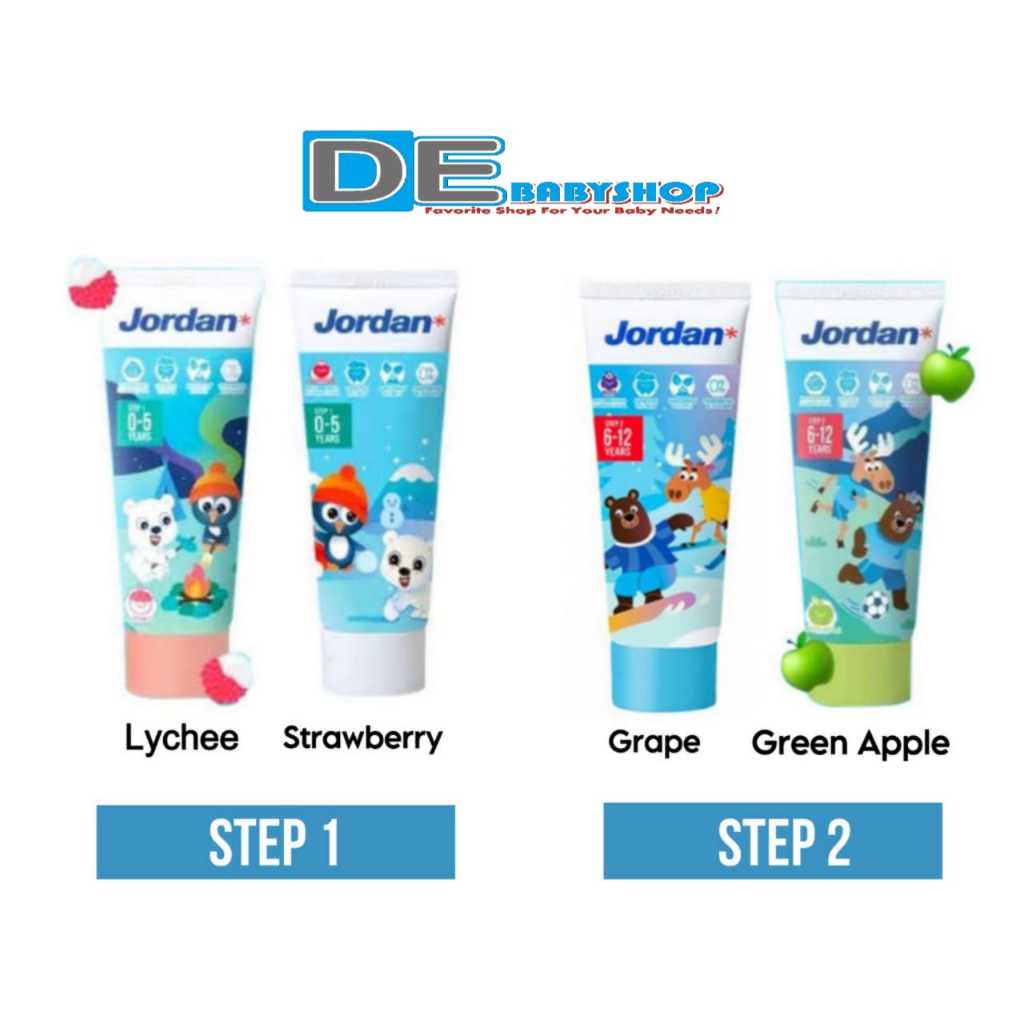 Jual Jordan Toothpaste Odol Step 1 & step 2 Usia 0-5 Tahun / 6-12 tahun ...
