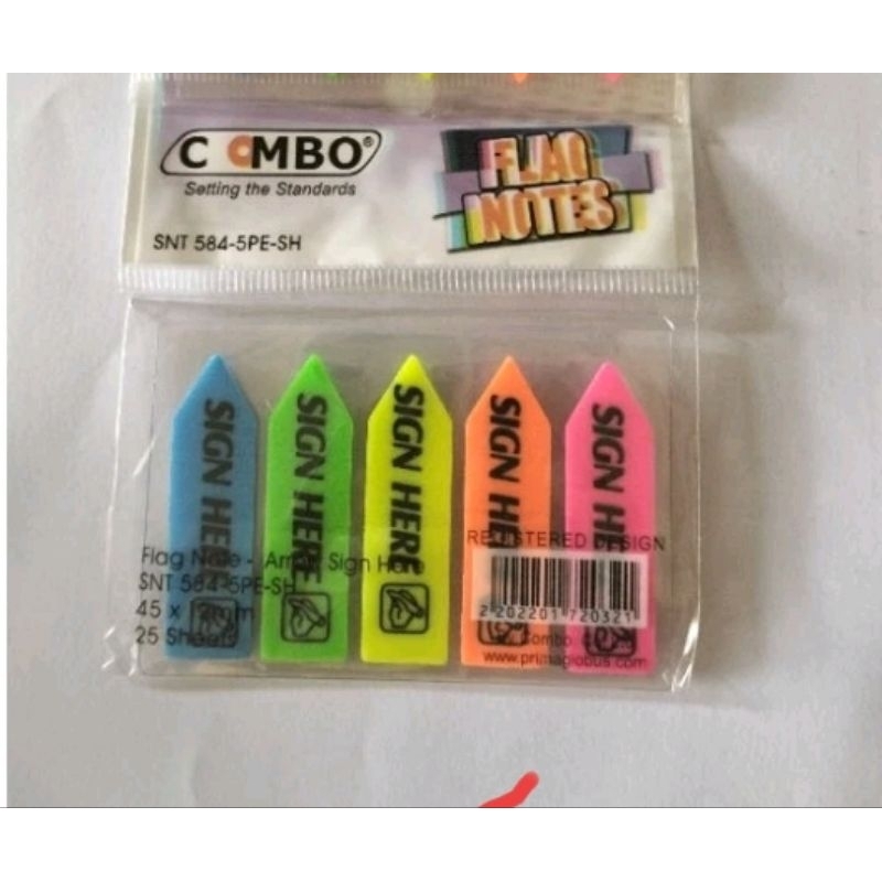 Jual Sticky Notes index mark combo SNT-584-5PE-SH sign here flag arrow ...
