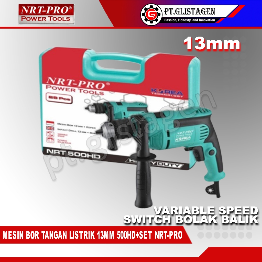 Jual NRT-PRO 500 HD Mesin Bor Tangan Listrik Set 13mm Impact Drill ...