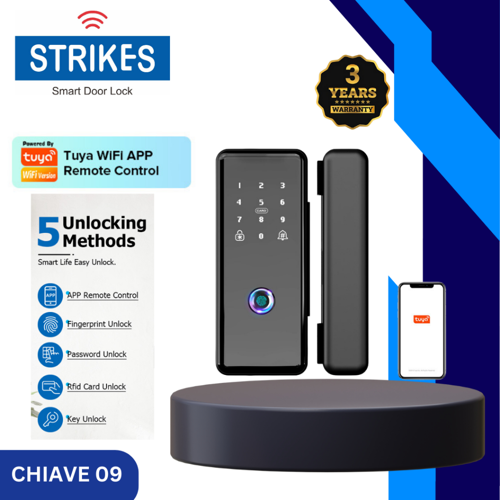 Jual STRIKES Chieva Smart Door Lock Kaca Accesdoor Glass to Glass | Shopee Indonesia
