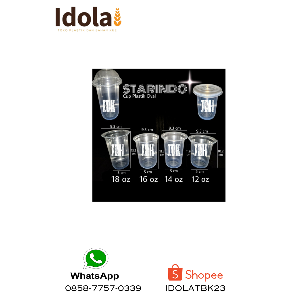 Jual Gelas Cup Starindo Oval 22 oz, 18 oz, 16 oz, 14 oz, 12oz (50 pcs ...