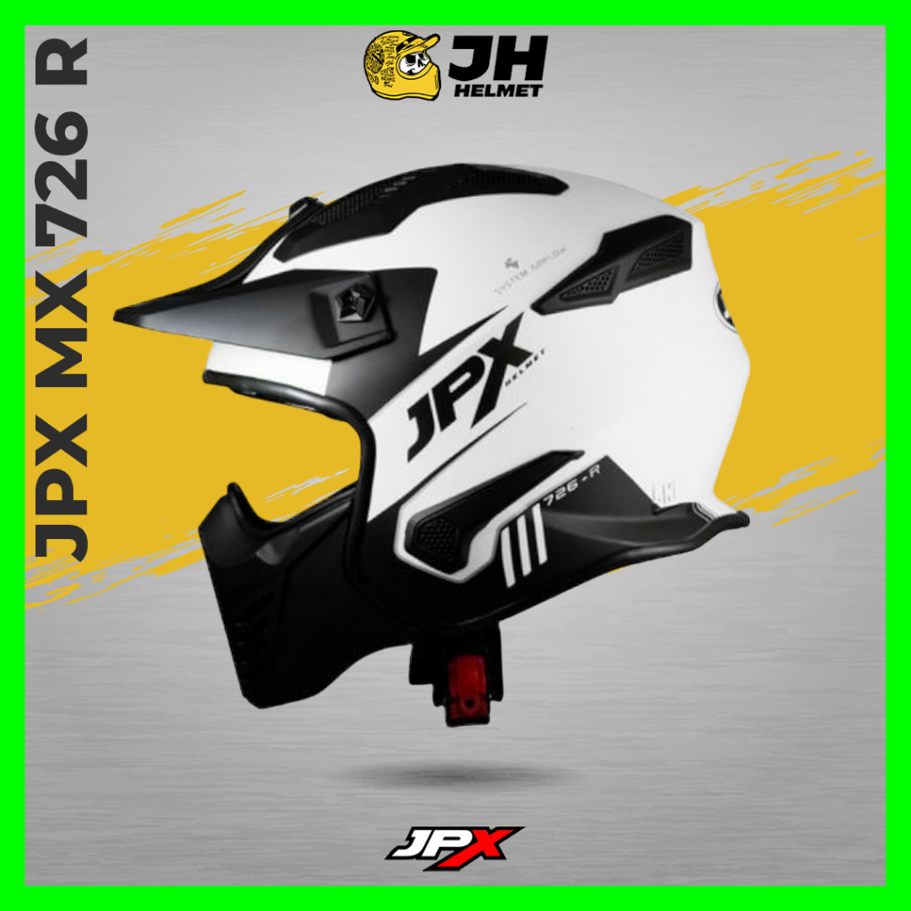 Jual Helm JPX MX 726R Solid Pearl White Black Glossy | Helm Full Face ... Jual Helm JPX MX 726R Solid Pearl White Black Glossy | Helm Full Face ...