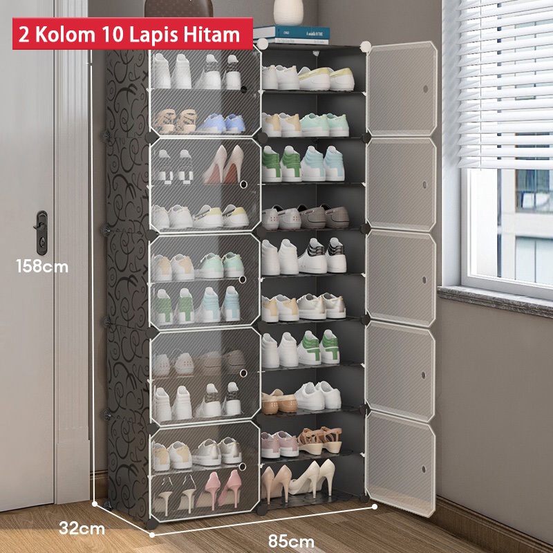 Jual HOMIX Rak Sepatu Tertutup Shoe Box Storage Anti Debu 4/6/8 Layer ...